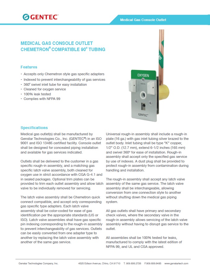 Chemetron® Gas Outlets | Genstartech